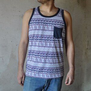 Tank Top With Geometric Pattern for Men With Pocket - Etsy