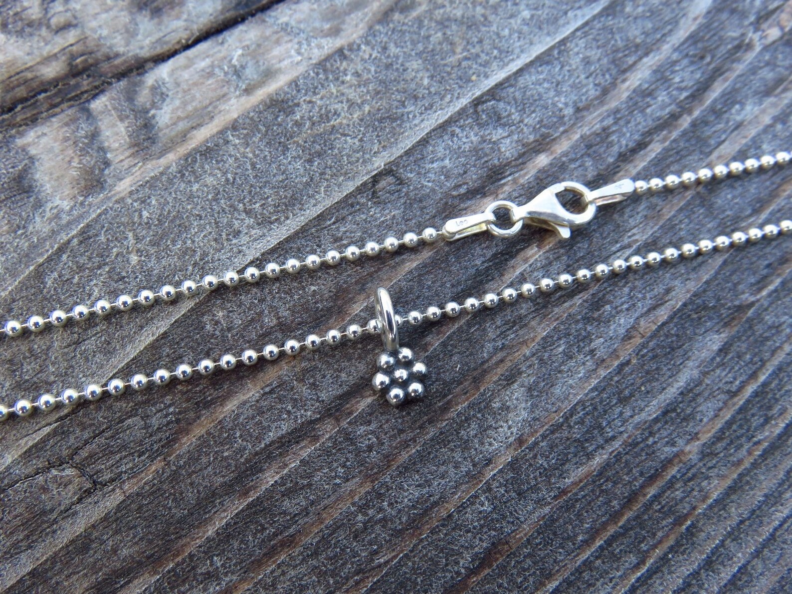 Ball Chain Necklace With Tiny Flower Pendant Silver - Etsy