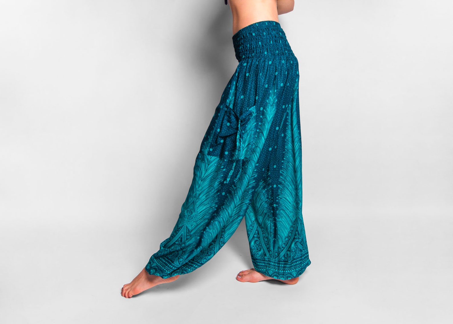 Colorful Summer Pants Turquoise With Pockets | Etsy