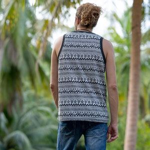 Tank Top With Geometric Pattern for Men With Pocket in Grey - Etsy