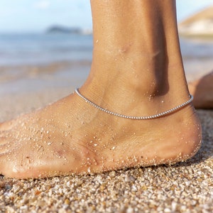 Adjustable Anklet With Small Round Silver Beads - Etsy