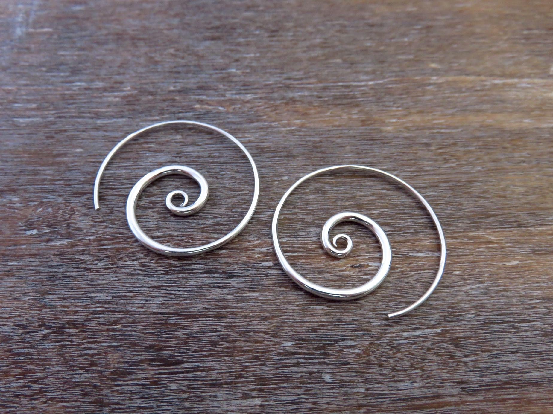 Spiral Hoop Earrings Silver - Etsy