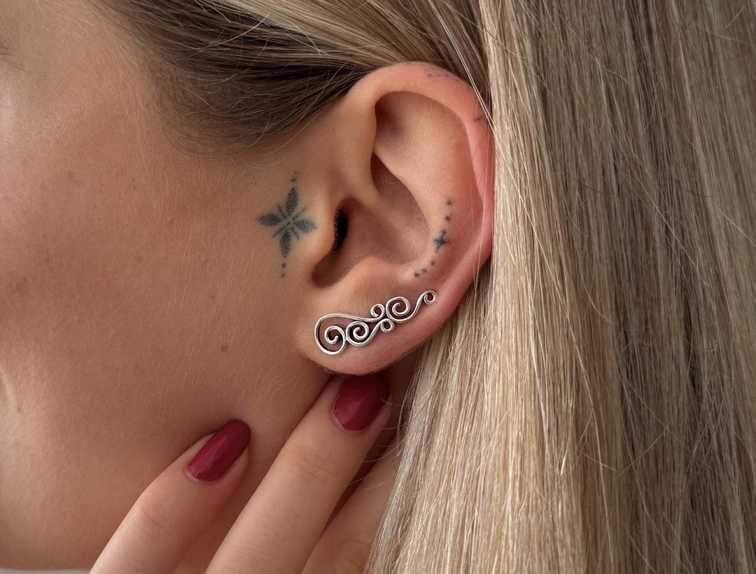 Earclimber Earring With Spirals - Etsy