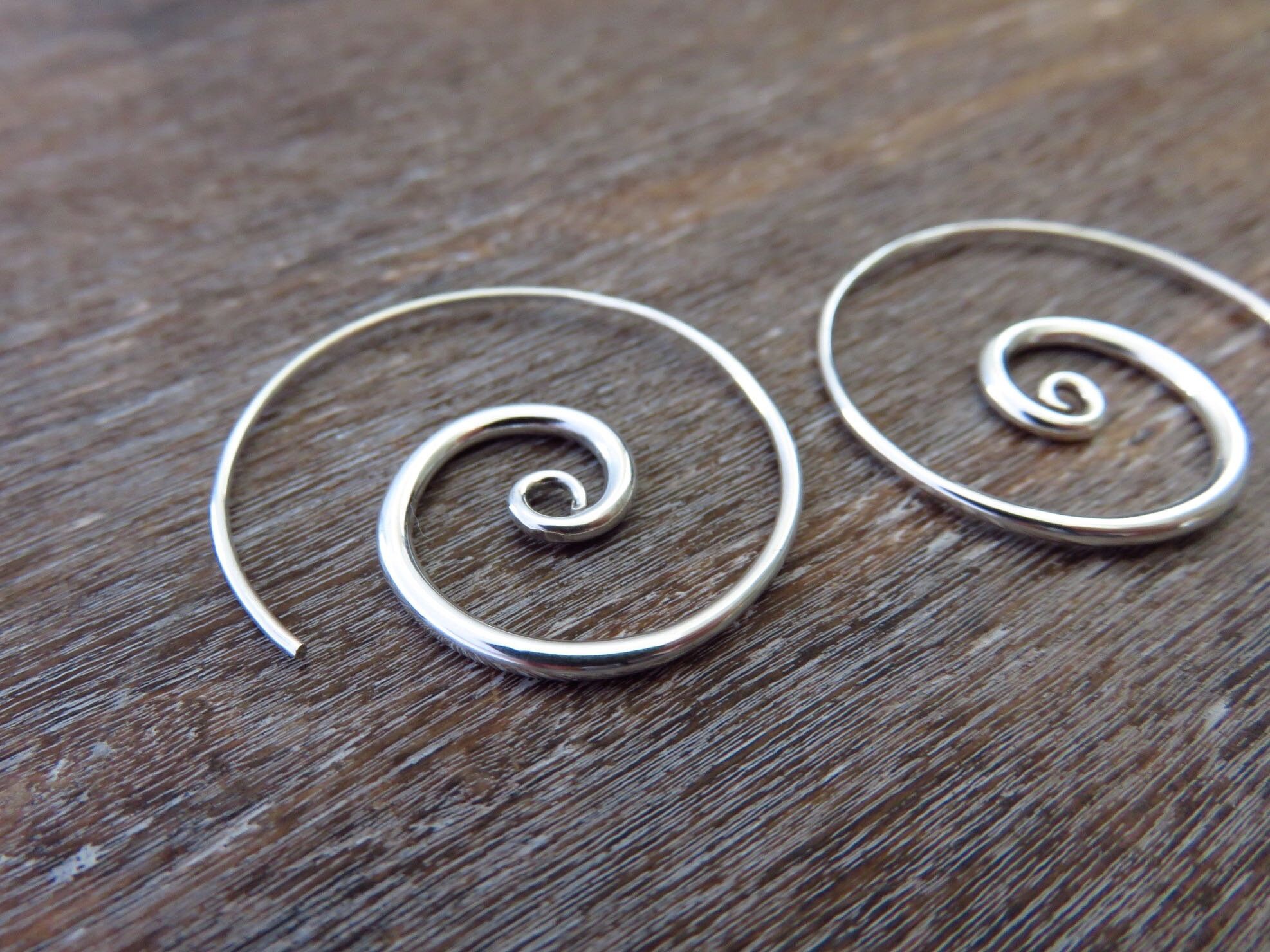 Spiral Hoop Earrings Silver - Etsy