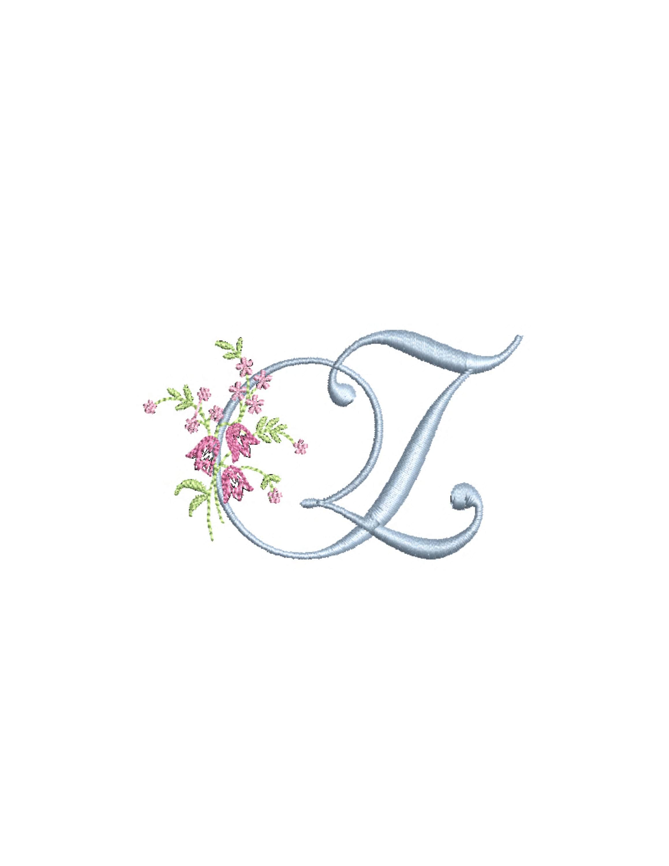 26 Large Pretty Floral Alphabet Upper Case Initials Embroidery Files ...