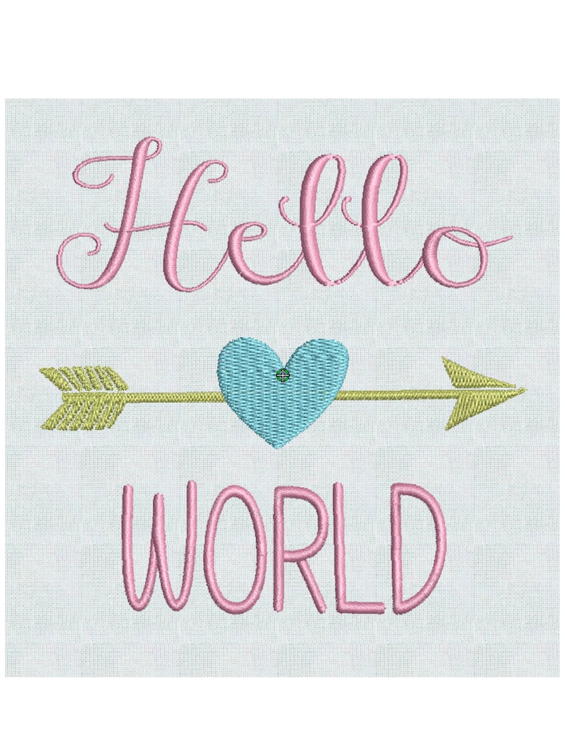 Hello World Design Instant Download Embroidery Machine JEF - Etsy