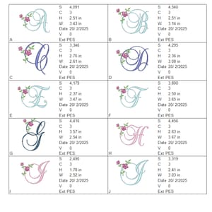 Pes 26 Pretty Floral Roses Alphabet Upper Case Initial Embroidery ...