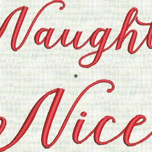 HUGE SALE! Naught Nice Christmas Fancy Script Machine Embroidery Font ...