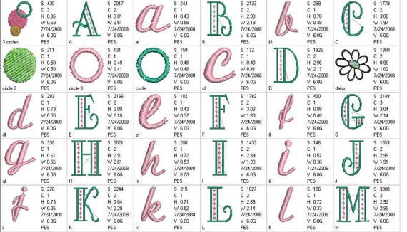 Instant Download Embroidery Machine Designs Fonts Alphabet | Etsy