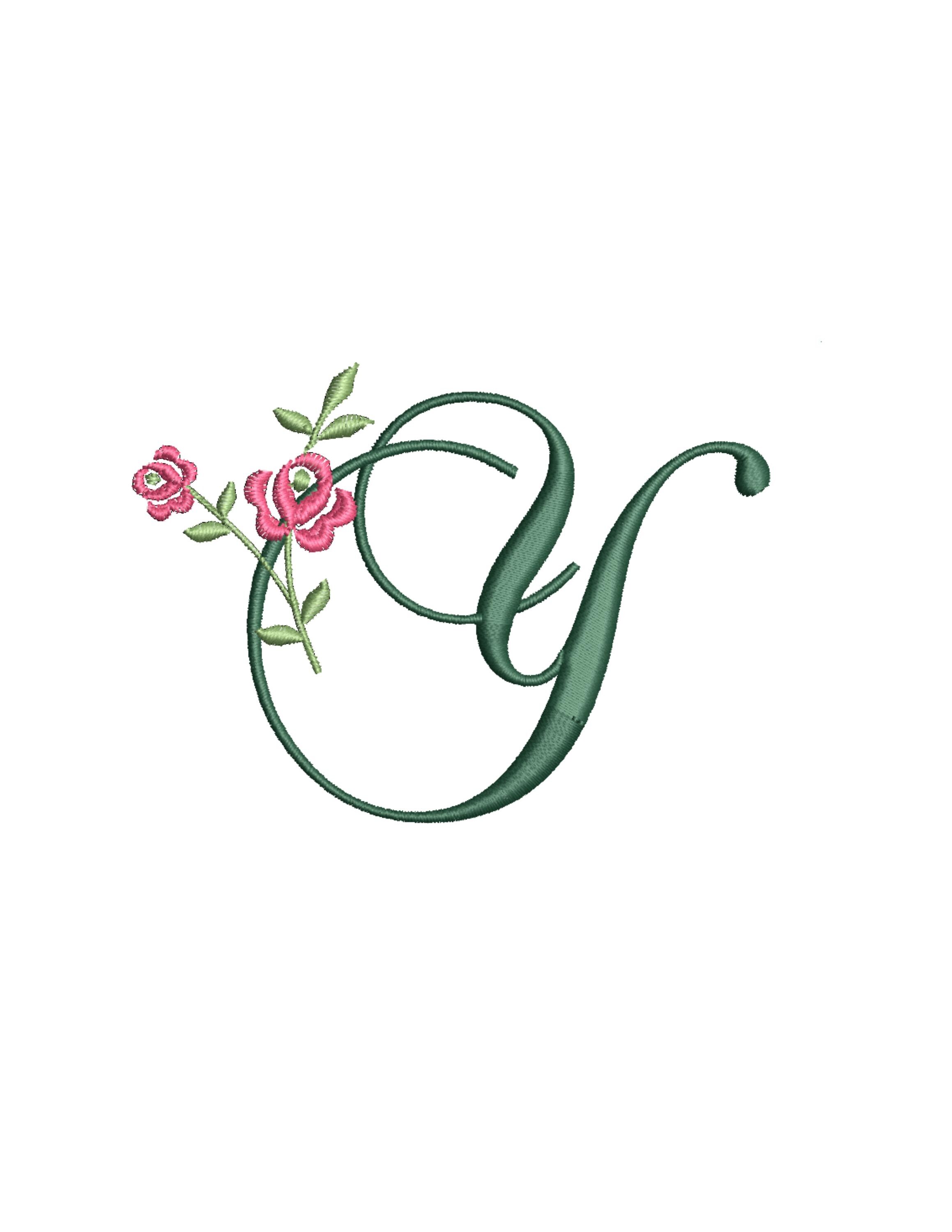 VP3 Format 26 Pretty Floral Roses Alphabet Upper Case Initials ...
