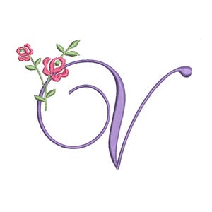 Pes 26 Pretty Floral Roses Alphabet Upper Case Initial Embroidery ...