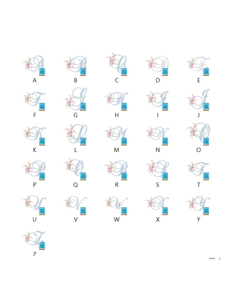 26 Pretty Floral Alphabet Upper Case Initials Embroidery Files - Etsy