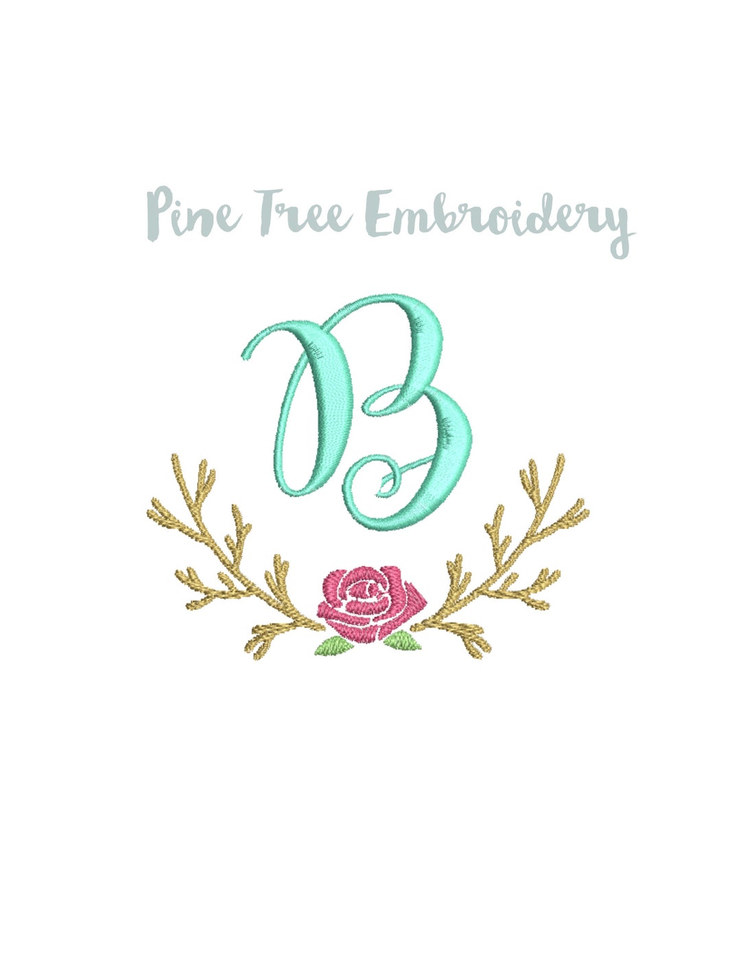 Huge Sale! Rose Floral Embroidery PES Design 2 Sizes for Monogram Frame ...