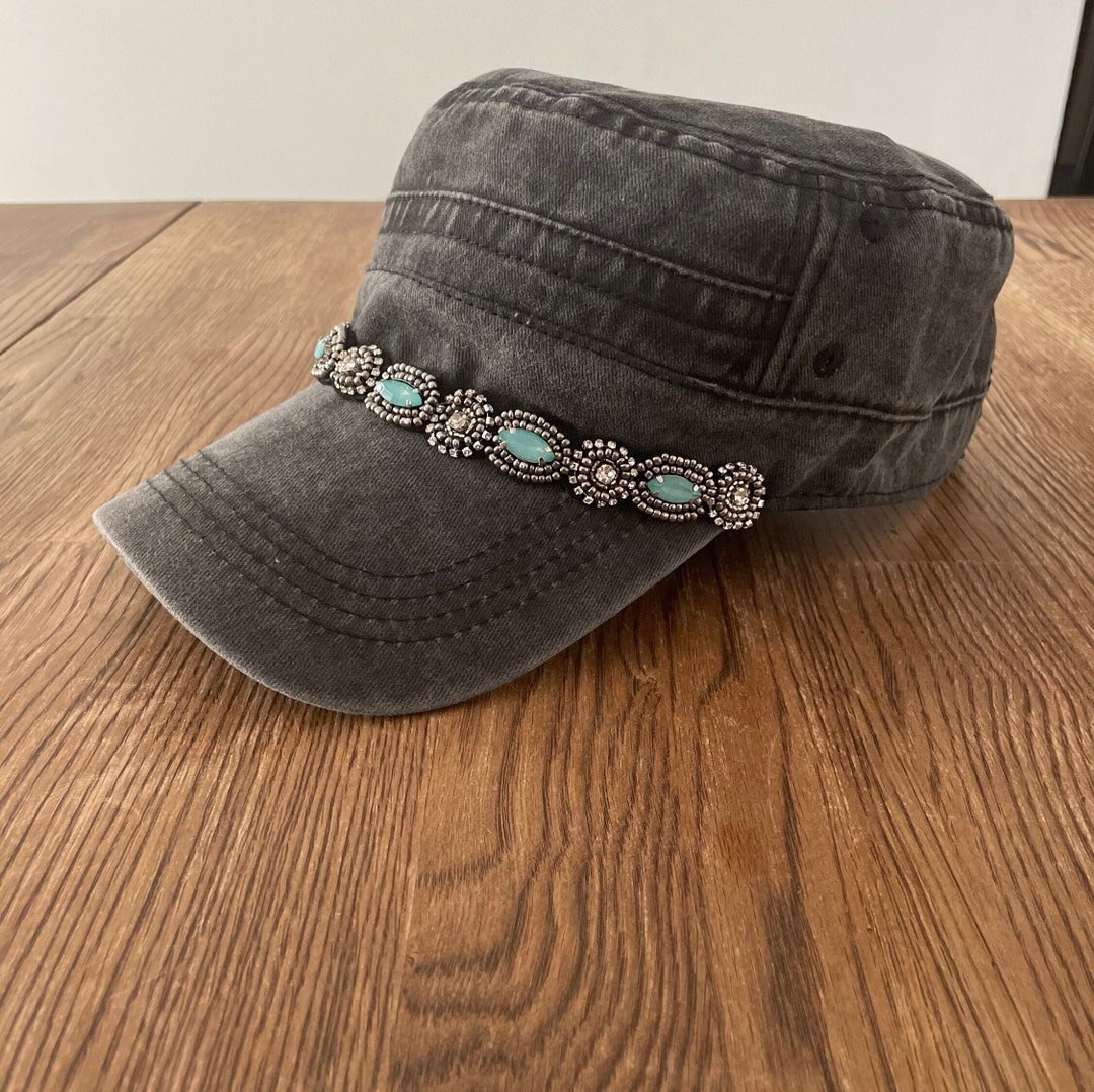 Womens Hats, Womans Bling Rhinestone Cadet Cap, Military Style Hat ...