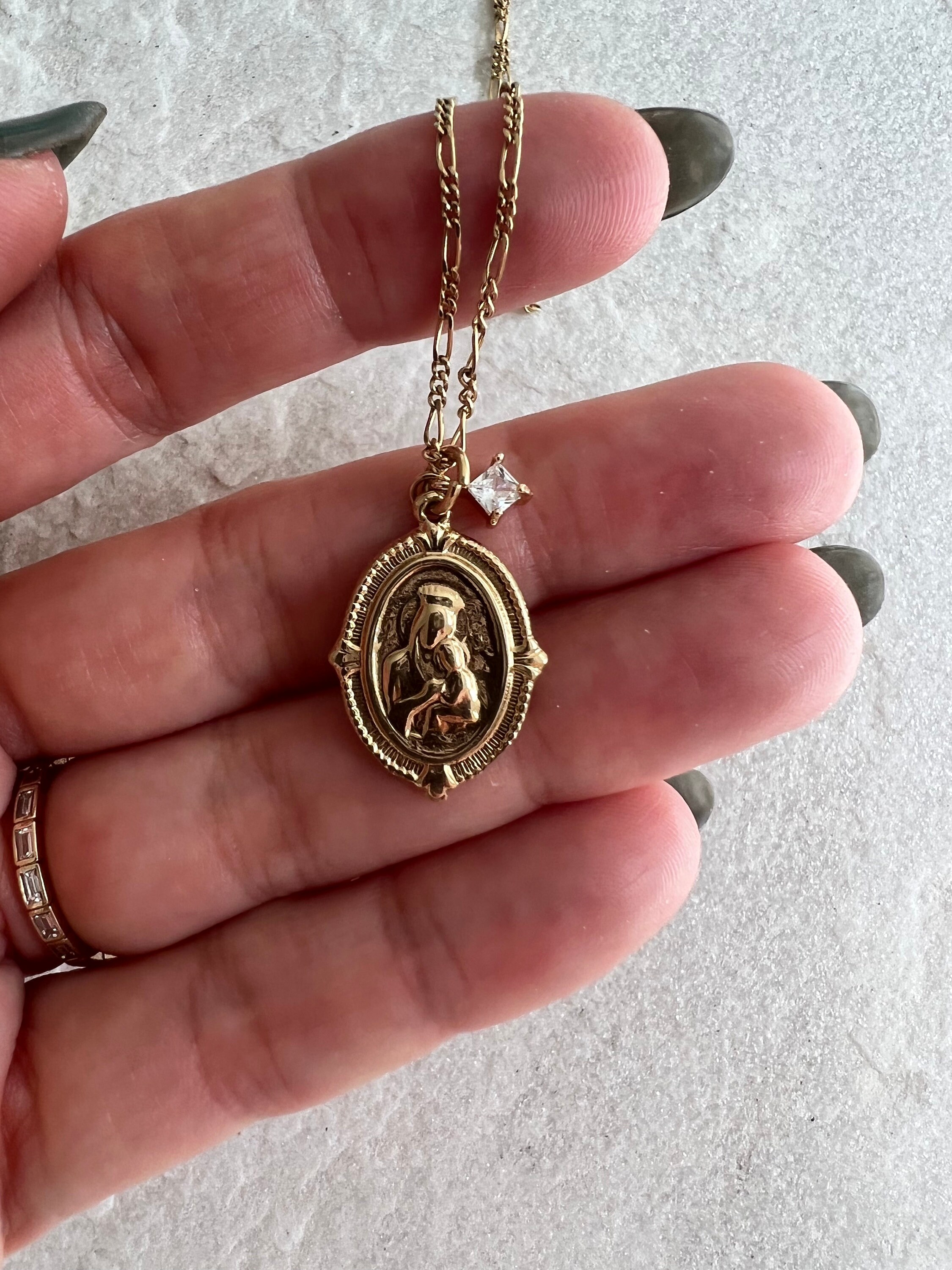 Hail Mary Necklace, Virgin Mary, Religious Necklace, Spiritual Pendant ...