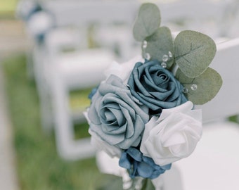 Dusty Blue Bouquet OSLO With Dried and Preserved Flowers, Boho Seaside ...