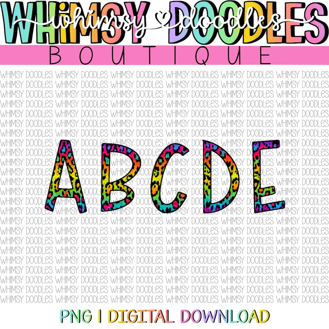 Rainbow Leopard Sublimation Alpha Pack [DOODLE LETTERS] Png Digital ...
