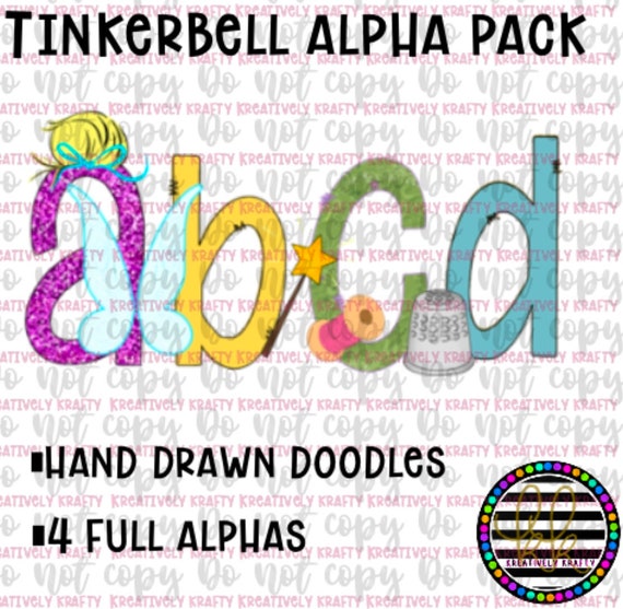 Tinkerbell Inspired Alphabet Pack With Hand Drawn Doodles | Etsy