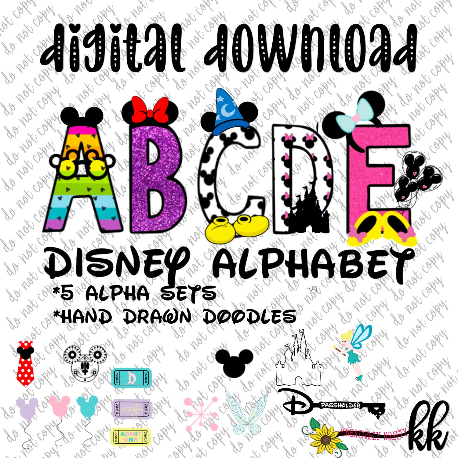 Magical Inspired Alpha Pack 5 Patterns SUBLIMATION Digital Download ...