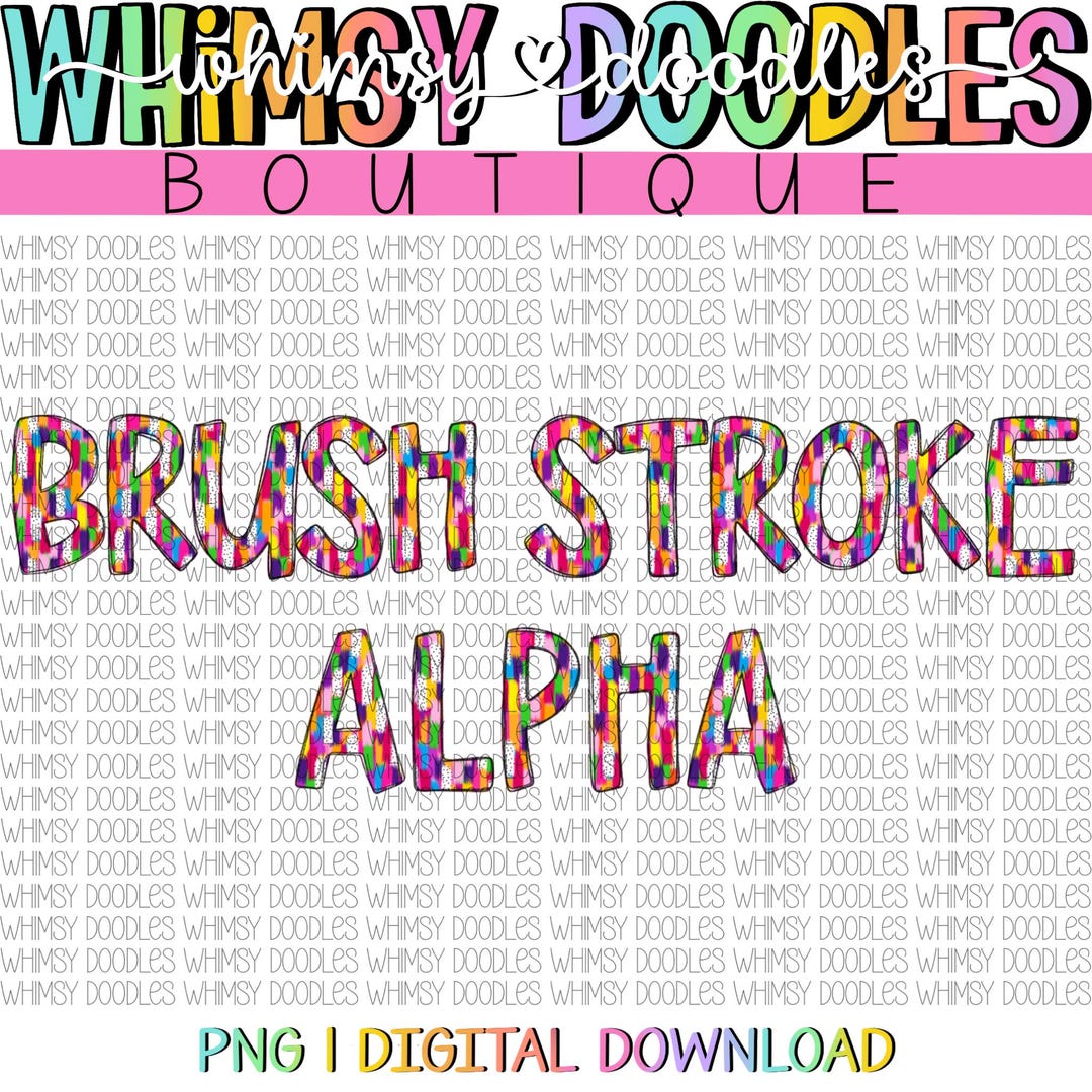 Neon Brushstroke Doodle Alpha Pack | Sublimation Letters | PNG - Etsy