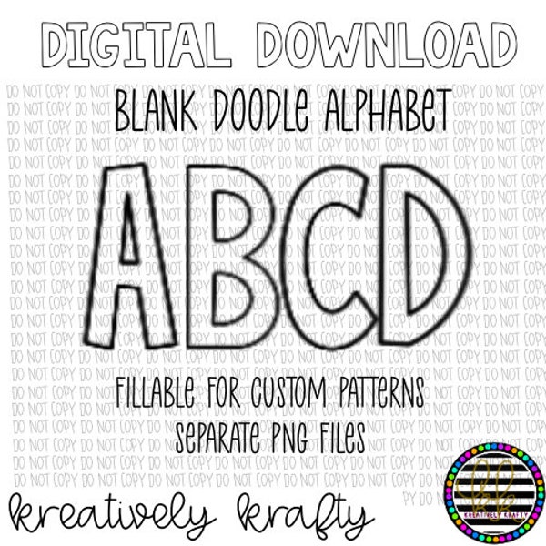 Blank Doodle Alphabet - Etsy