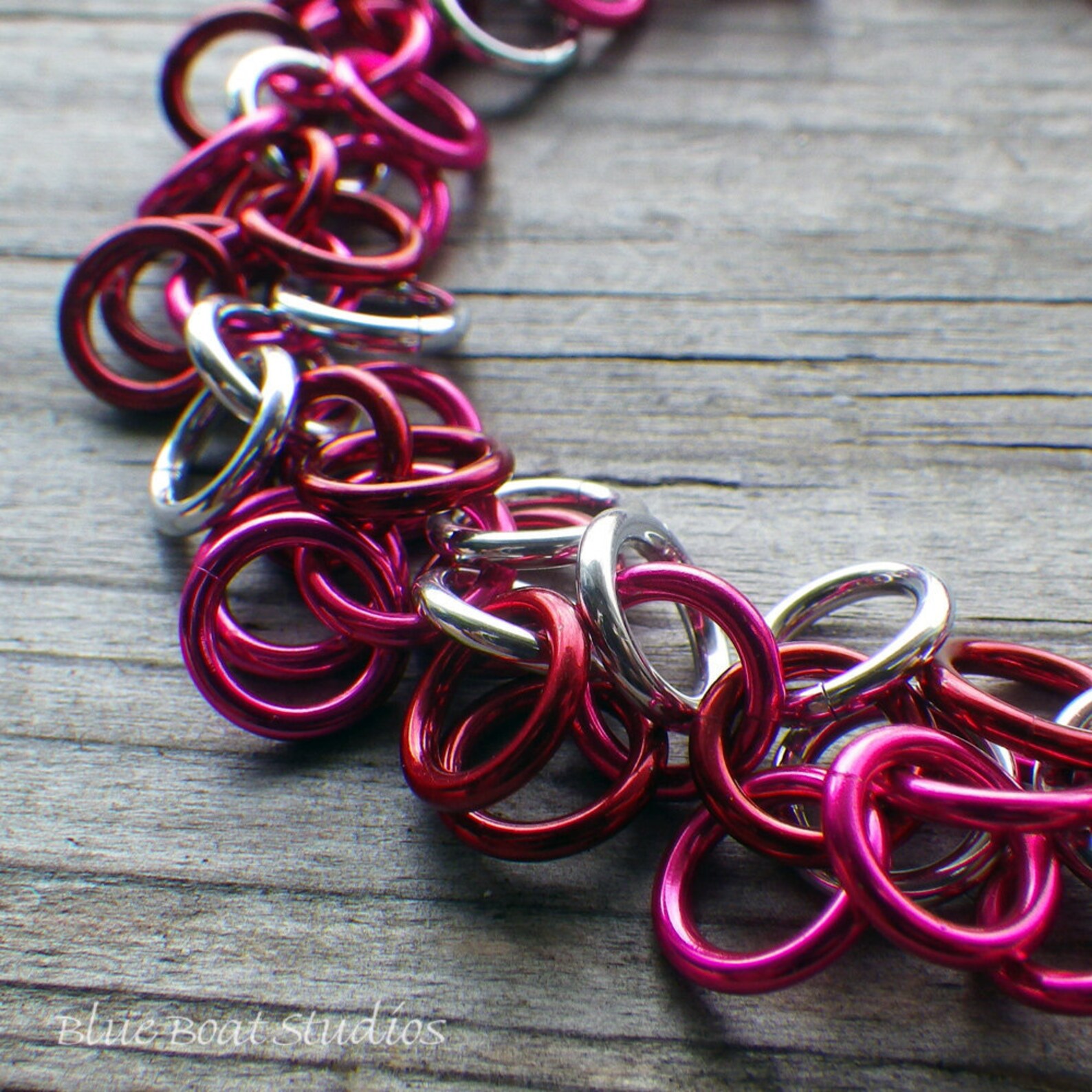 Pink Red and Silver Chainmaille Bracelet Chain Maille - Etsy