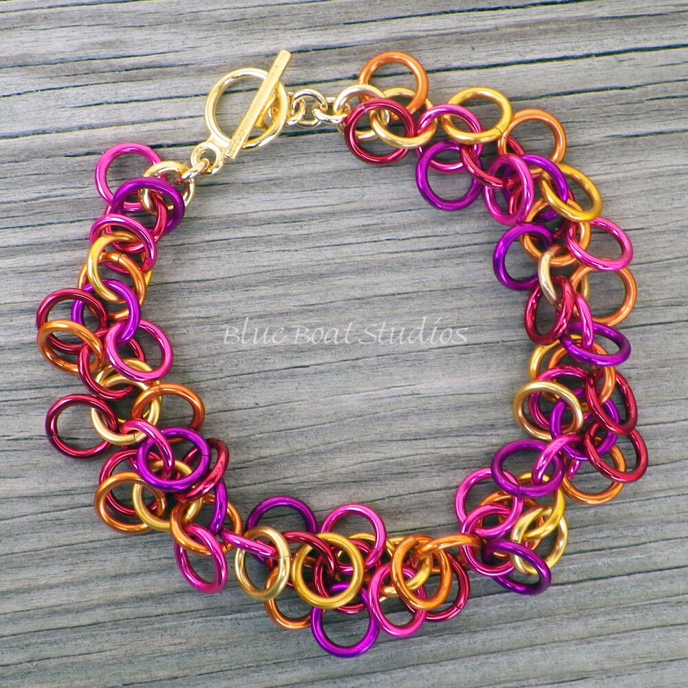 Colorful Chain Maille Bracelet in Bright Summer Tones Chainmaille ...