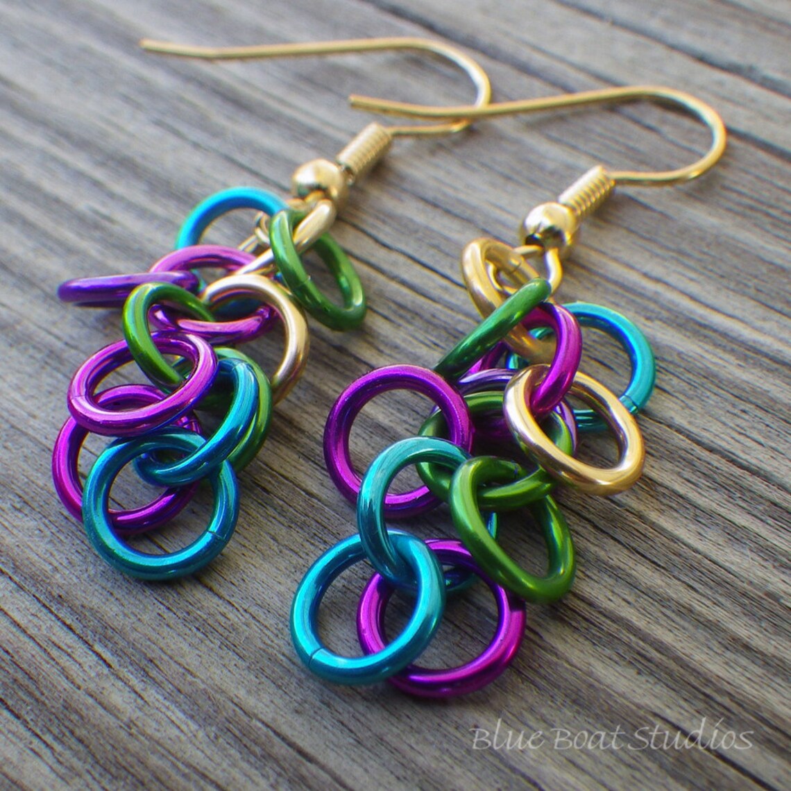 Colorful Chainmaille Jewelry Set Chainmaille Bracelet and Earrings ...