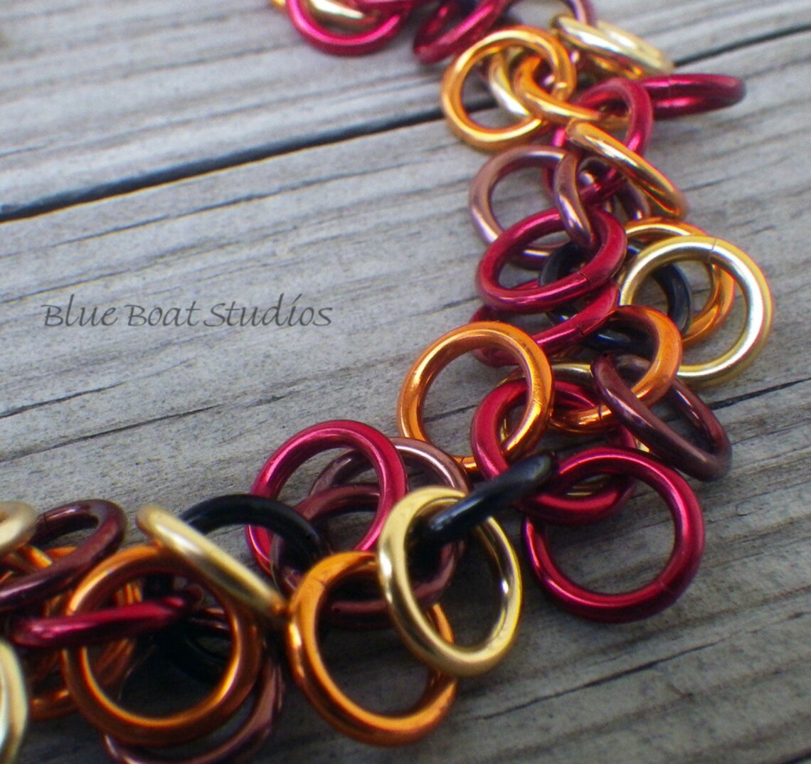 Colorful Fall Chain Maille Bracelet Shaggy Loops Bracelet - Etsy