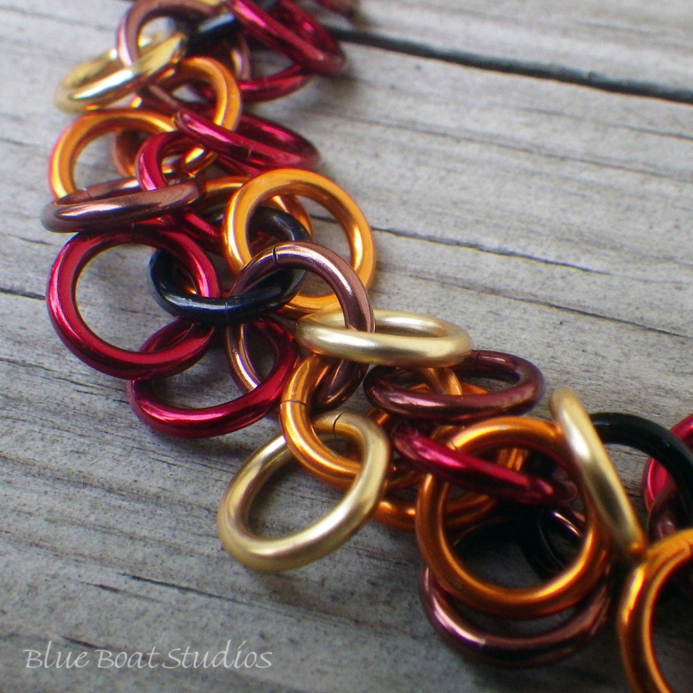Colorful Fall Chain Maille Bracelet Shaggy Loops Bracelet - Etsy