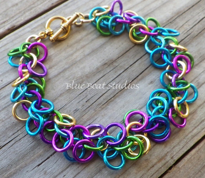Colorful Chainmaille Jewelry Set Chainmaille Bracelet and Earrings ...