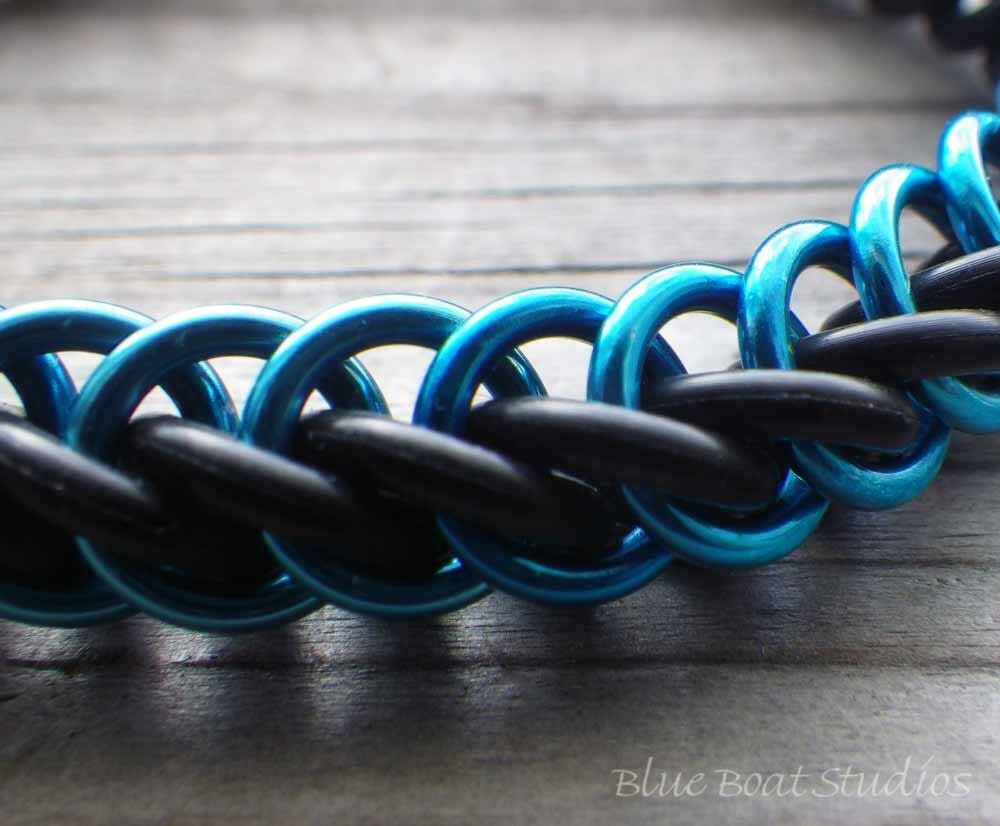 Stretchy Rubber Chainmaille Bracelet in Turquoise Blue and - Etsy