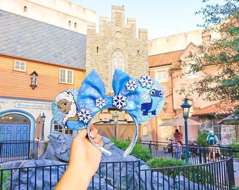 Elsa Frozen Sequin Inspired Minnie Mouse Ears Headband Anna Olaf Ice ...