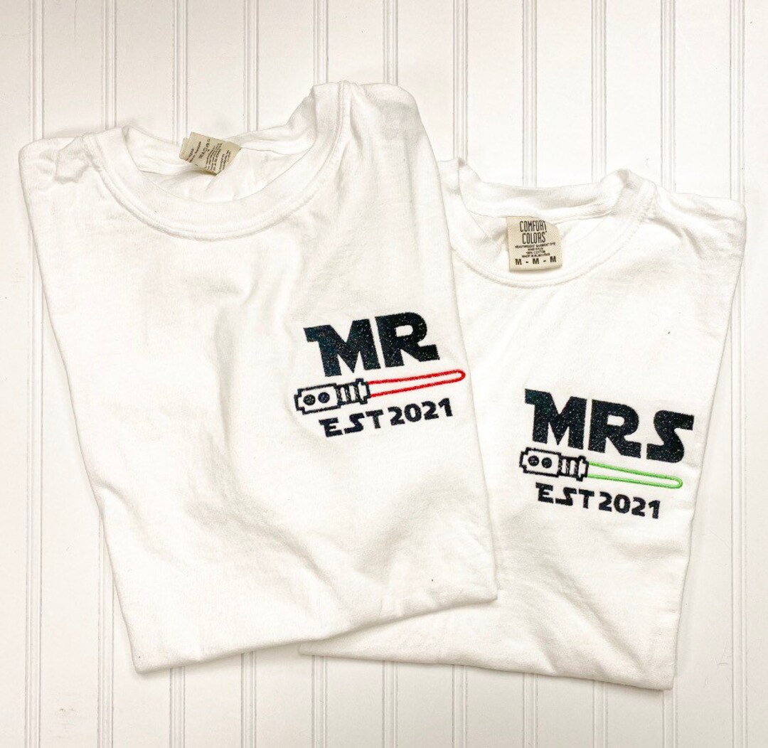 Star Wars Bride and Groom Embroidered T-shirt - Etsy