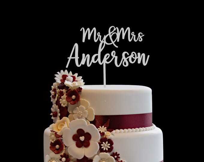 Custom Wedding Cake Topper, Custom Calligraphy Personalized Cake Topper ...