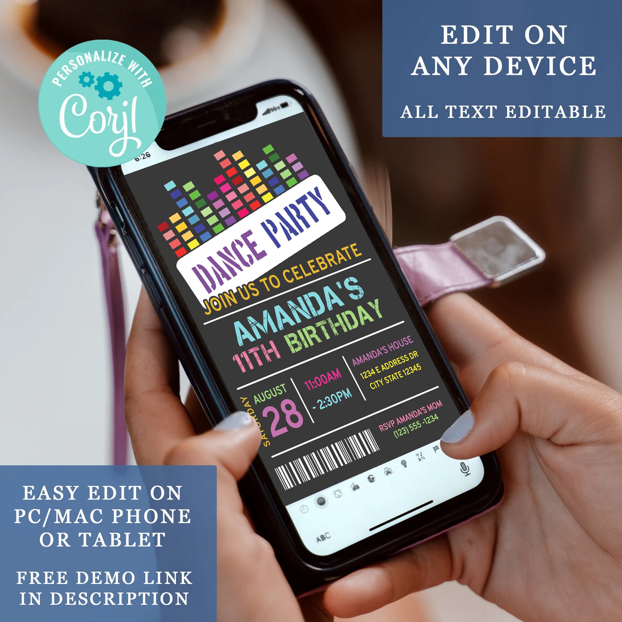 Dance Pass Party Birthday Invitation Printable Digital VIP - Etsy