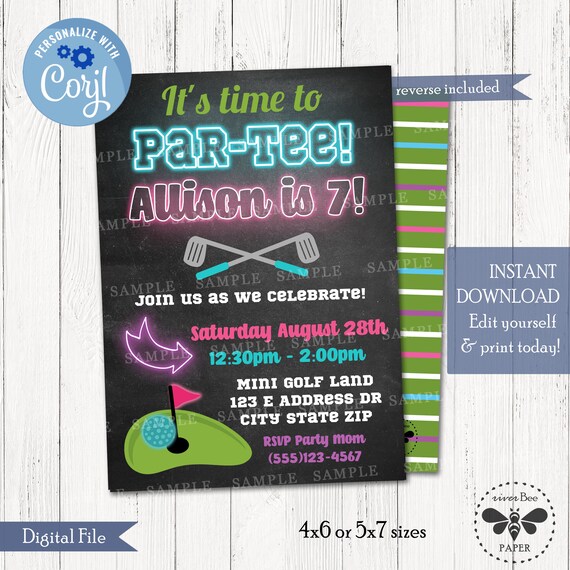 Mini Golf Girl Party Invitation Girl Birthday Party Invite - Etsy