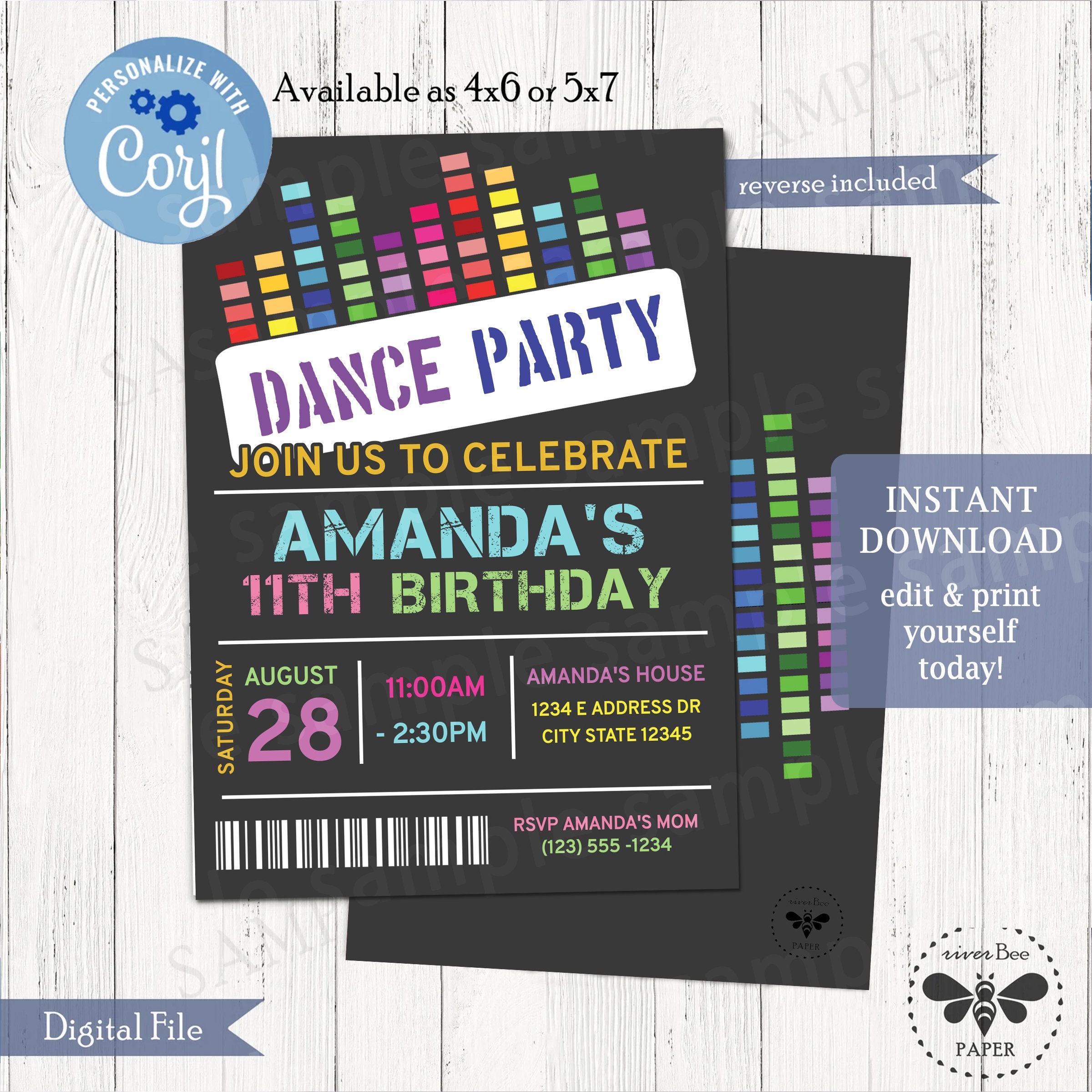 Dance Pass Party Birthday Invitation Printable Digital VIP - Etsy