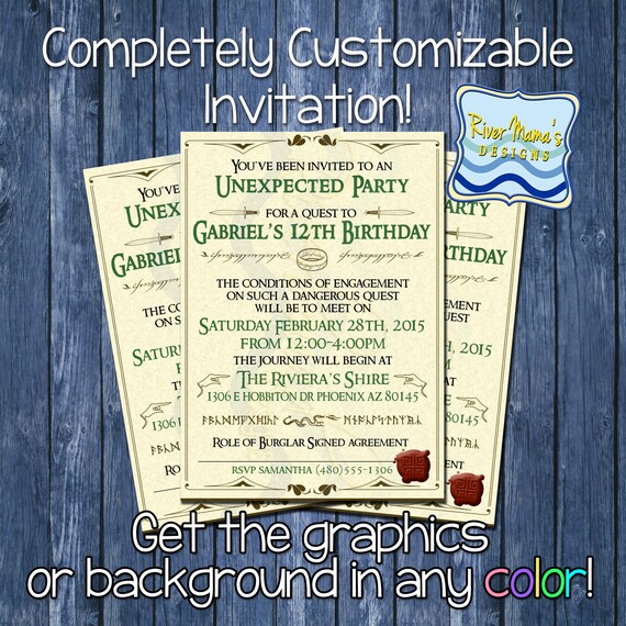 Items similar to Printable Birthday Invitation Hobbit Contract, Smaug ...