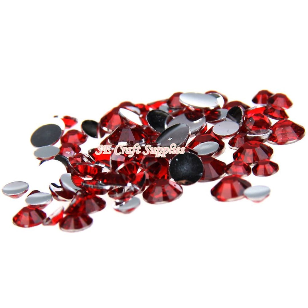 200 -1000PCS 2, 3, 4, 5, 6mm Round Red Siam Crystal Flatback Rhinestone ...
