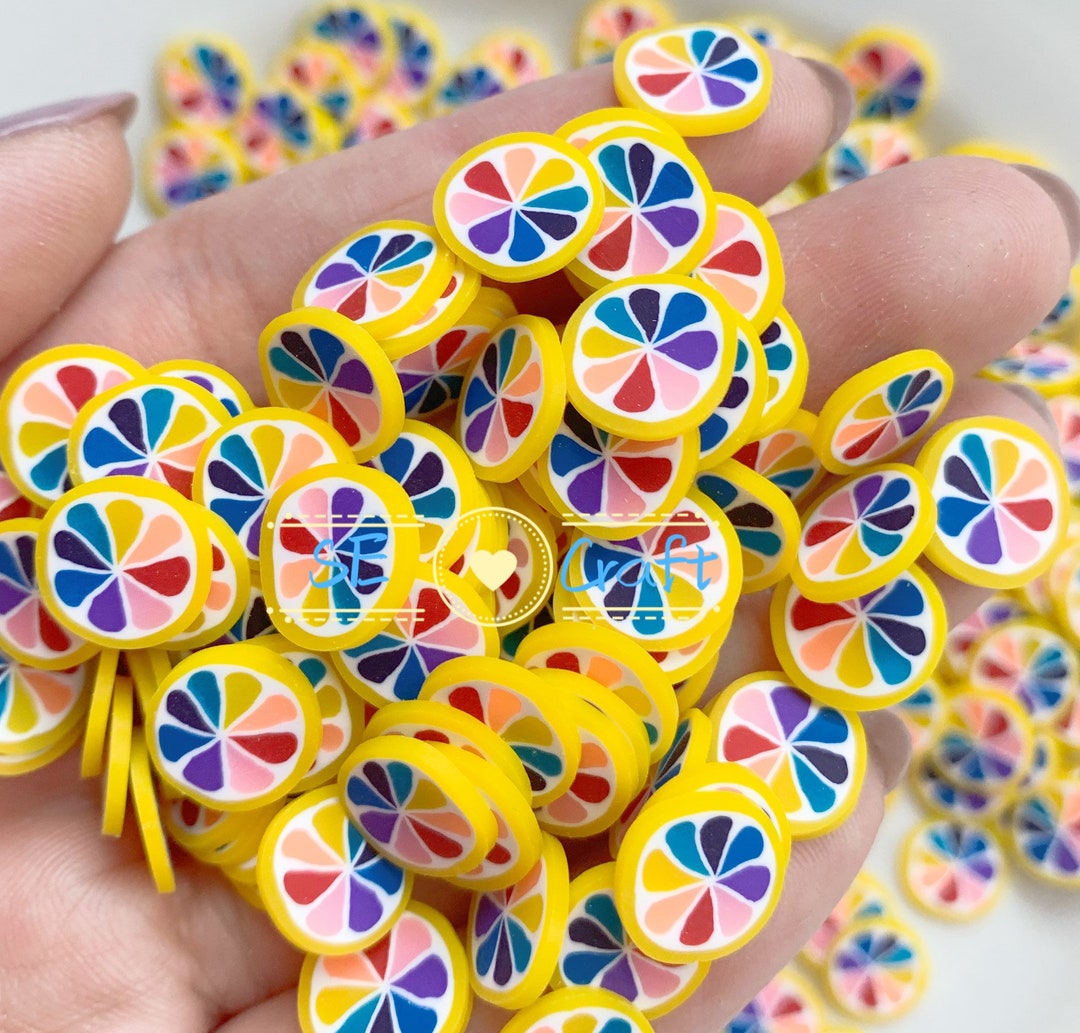 6g 15G 30 100g Large Rainbow Lemon Slices Polymer Fimo Slice Decoden ...