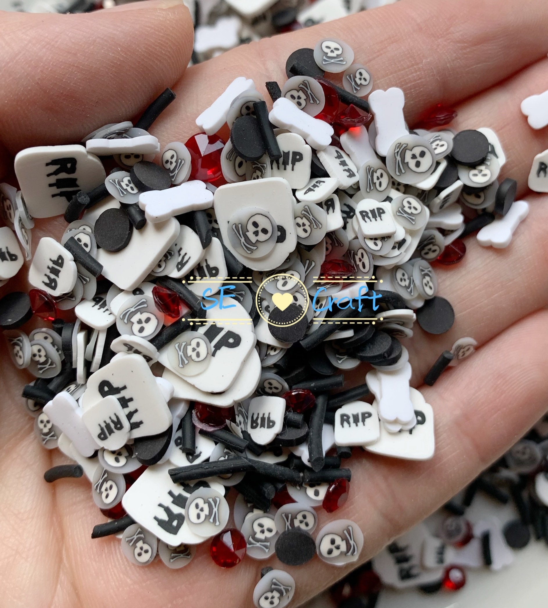 6g 15G 30 100g Halloween Skull Gravestone Fimo Slice Fake | Etsy