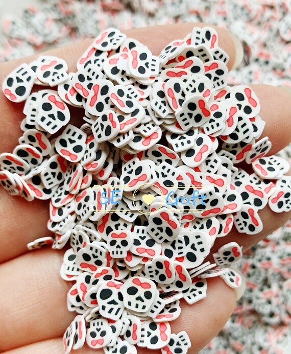 6g 15g 30g Skull With Bow Fimo Slice Clay Slice Polymer Clay | Etsy
