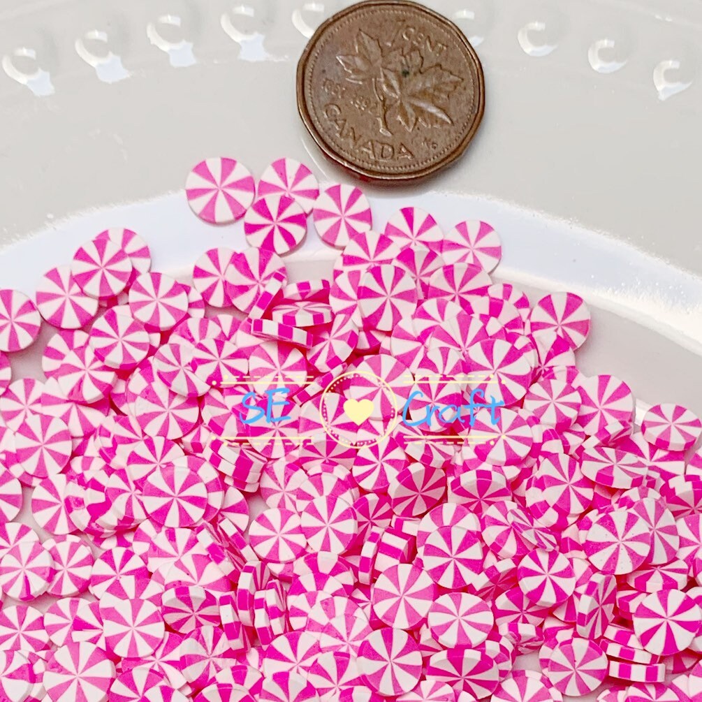 6g 15G 30 100g Pink Peppermint Candy Fimo Slice Slice - Etsy