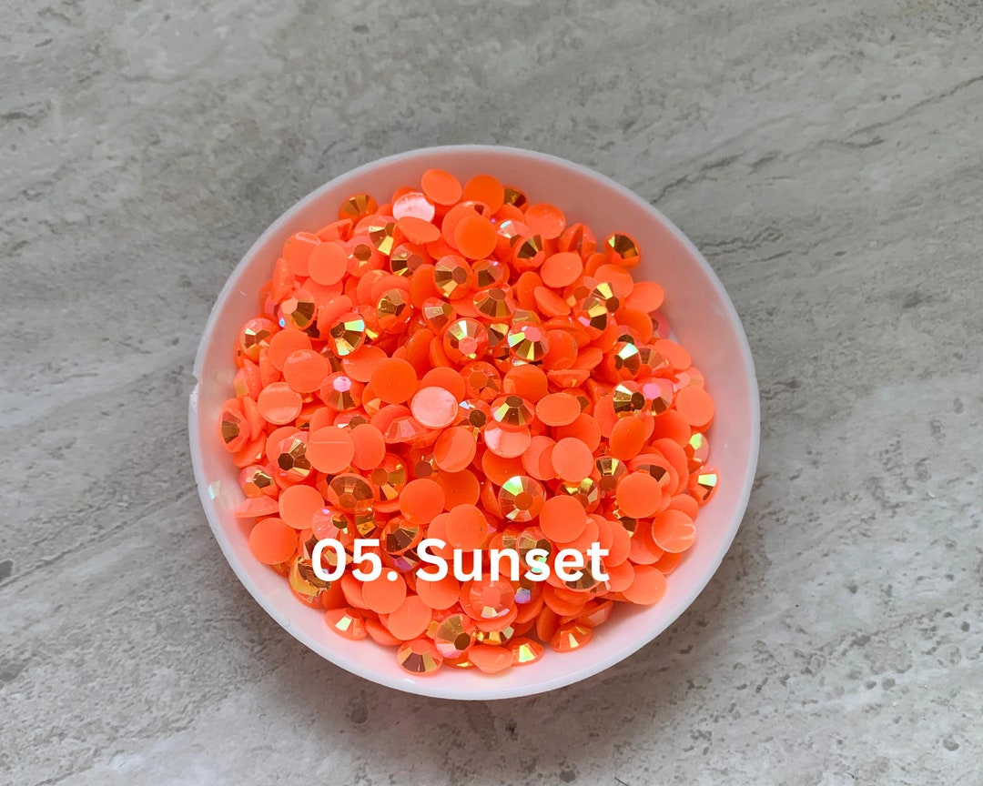 Round AB Sunset Orange Jelly Crystal Flatback Rhinestone 2 3 4 5 6mm ...