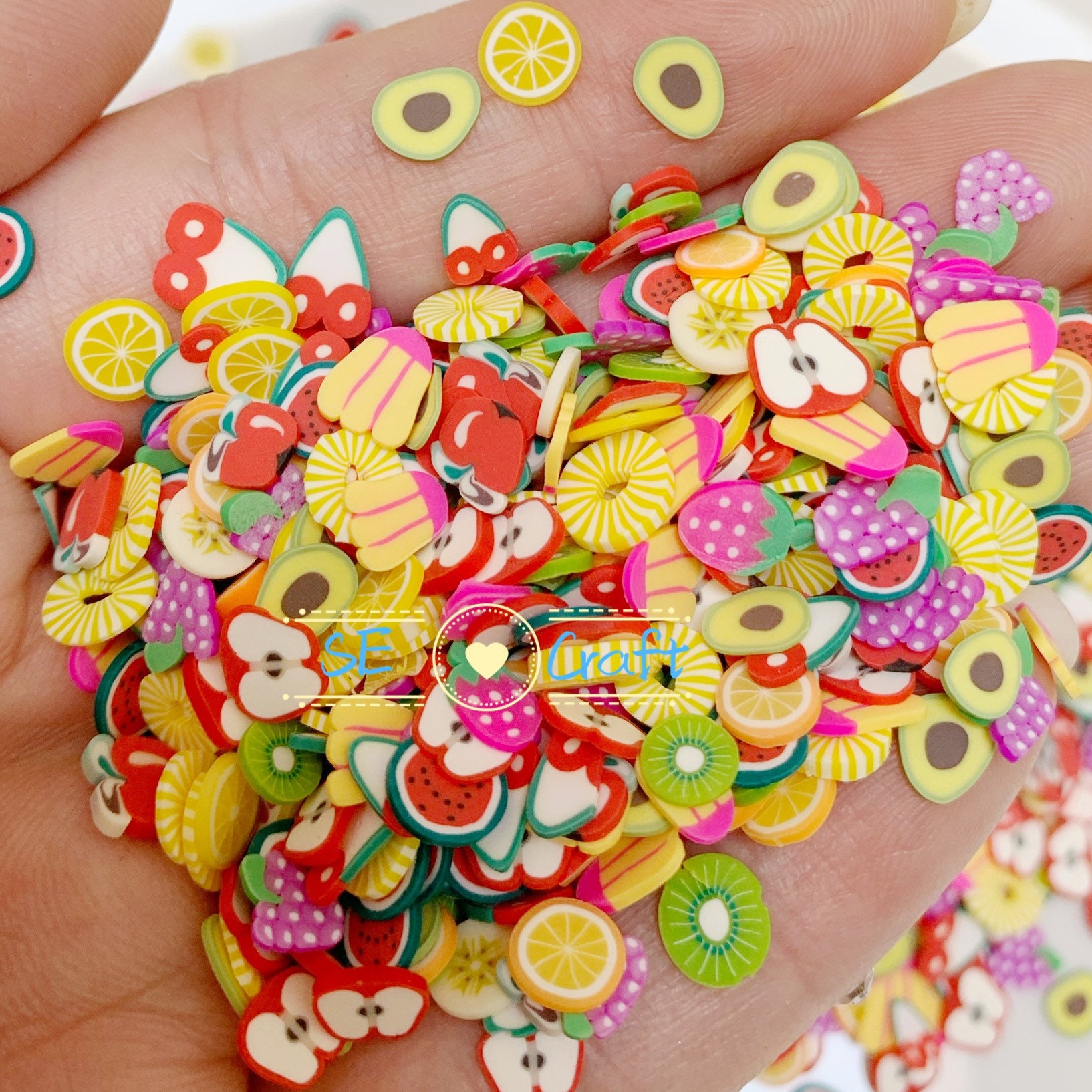 6/15/30/100g Assorted Fruit Polymer Clay Slice Stick Cane DIY | Etsy