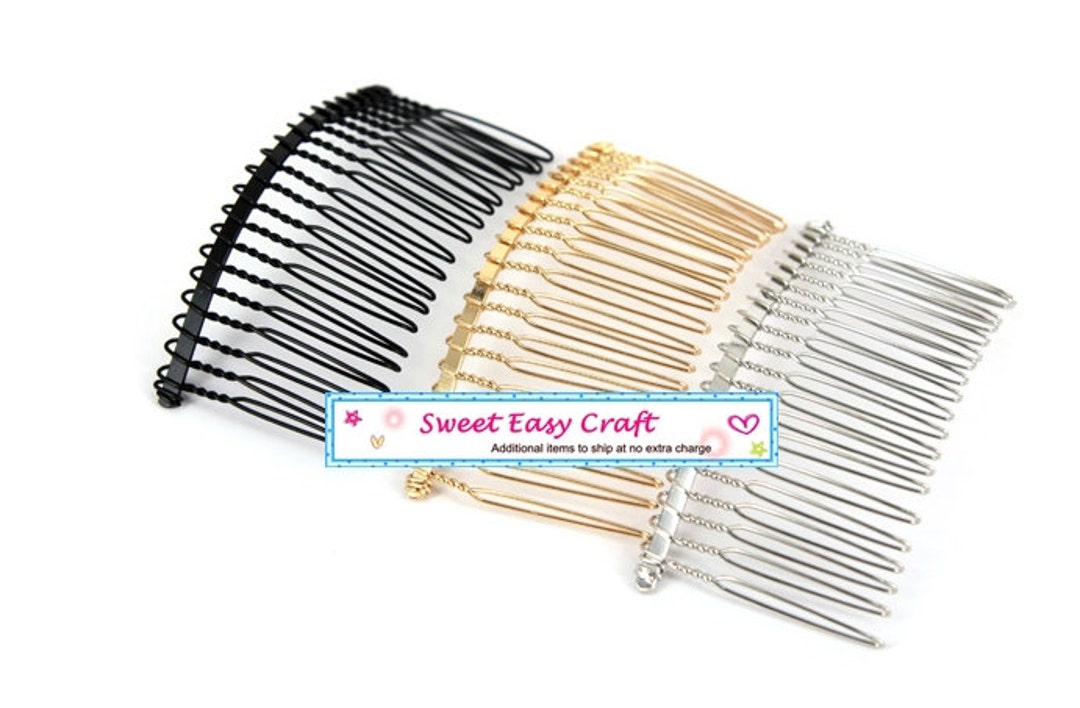 1/6/12 Pcs Sliver Black Wire Hair Comb Metal Comb DIY Wedding Hair ...