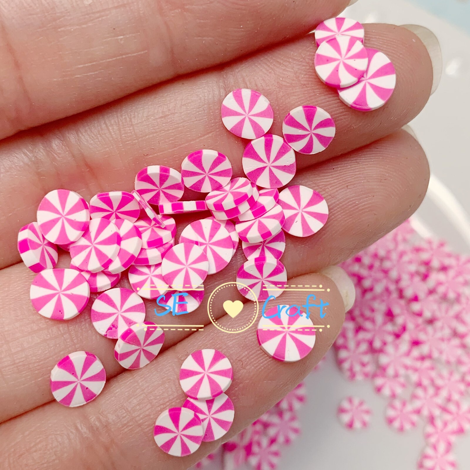 6g 15G 30 100g Pink Peppermint Candy Fimo Slice Slice - Etsy