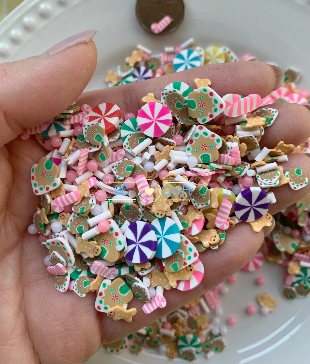 Christmas Gingerbread Candy Holiday Mix Fimo Slice Fake - Etsy