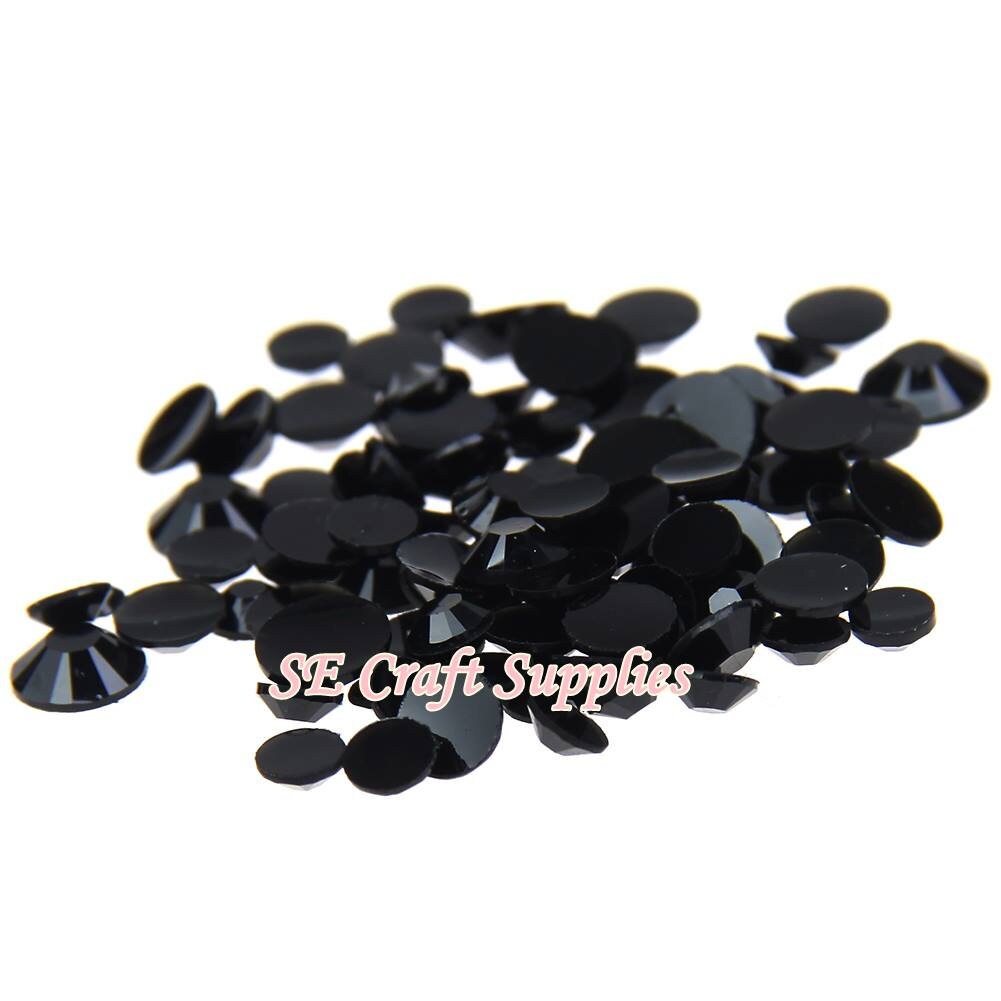 200 1000PCS 2 3 4 5 6mm Round Black Jet Crystal Flatback | Etsy